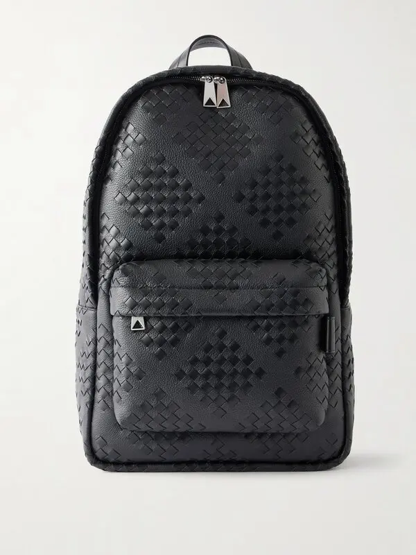Bottega Veneta Intrecciato Leather Backpack - Black