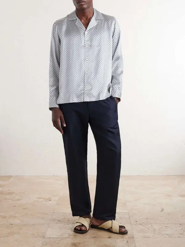 Frescobol Carioca Safra Camp-collar Printed Silk-satin Shirt