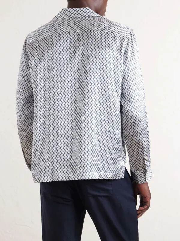 Frescobol Carioca Safra Camp-collar Printed Silk-satin Shirt