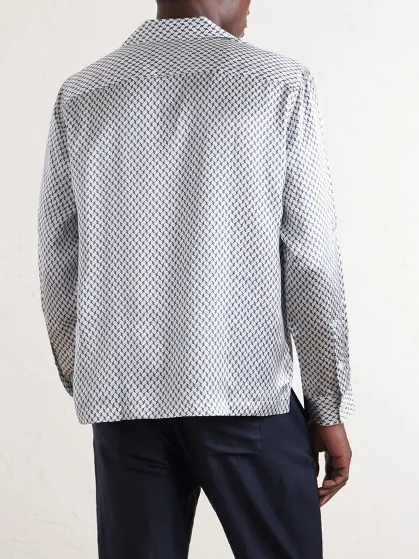 Frescobol Carioca Safra Camp-collar Printed Silk-satin Shirt