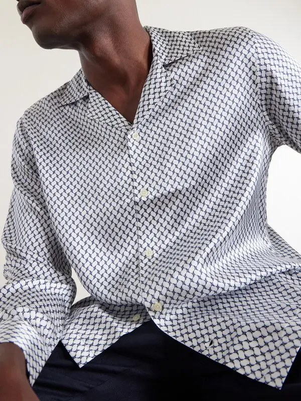 Frescobol Carioca Safra Camp-collar Printed Silk-satin Shirt