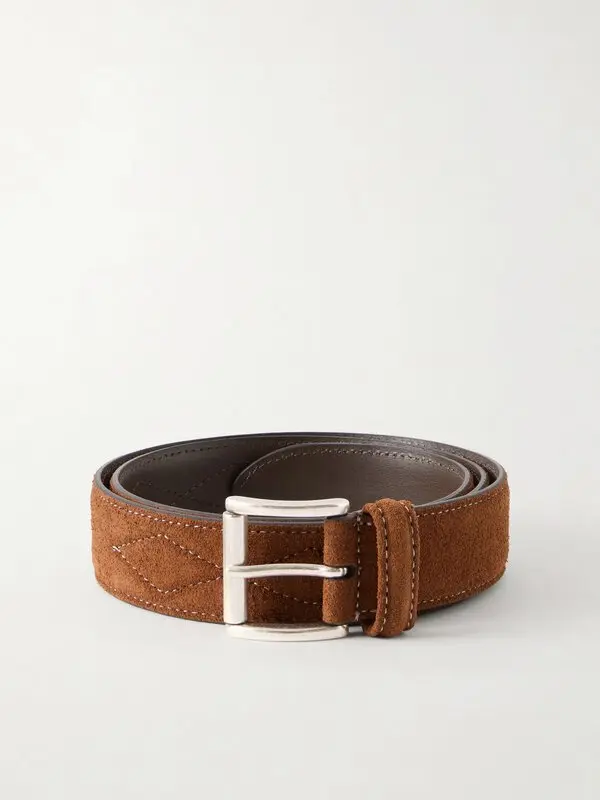 Anderson's 3cm Quilted Suede Leather Belt