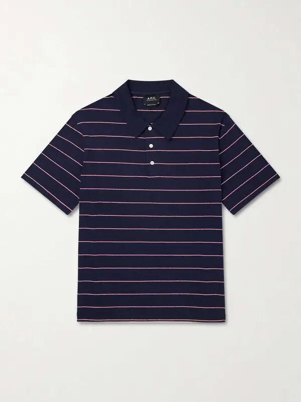 A.p.c. Henry Striped Cotton-blend Jersey Polo Shirt - Blue