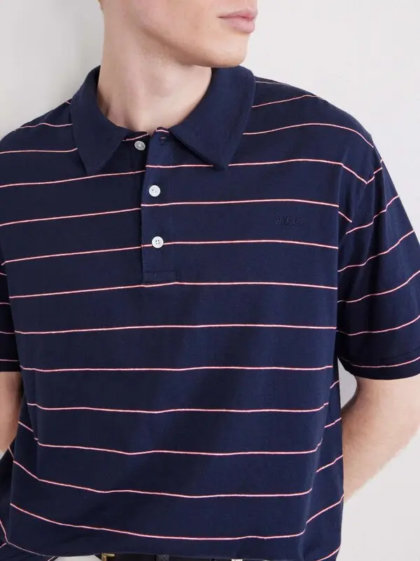 A.p.c. Henry Striped Cotton-blend Jersey Polo Shirt