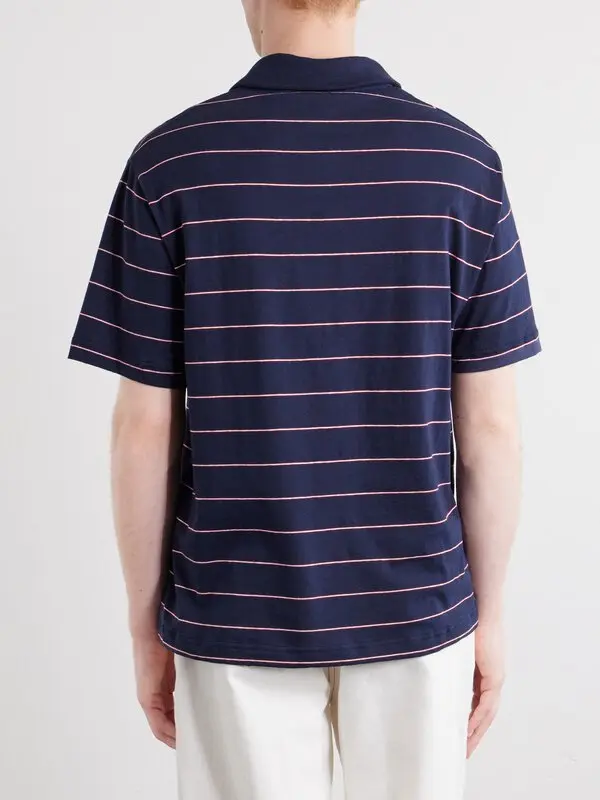 A.p.c. Henry Striped Cotton-blend Jersey Polo Shirt
