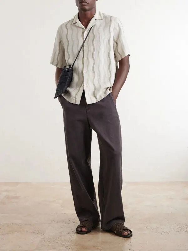 Frescobol Carioca Roberto Camp-collar Striped Linen Shirt