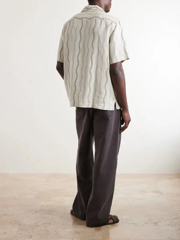Frescobol Carioca Roberto Camp-collar Striped Linen Shirt