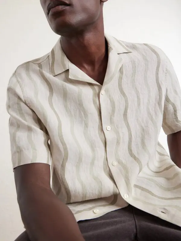 Frescobol Carioca Roberto Camp-collar Striped Linen Shirt