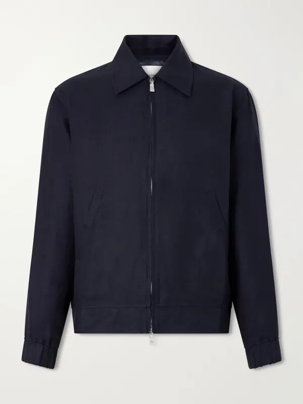 Frescobol Carioca Tomas Cotton And Linen-blend Blouson Jacket - Blue