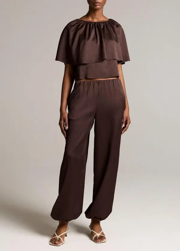 Vince Mid-rise Plissé Drawcord-hem Pant - Iron