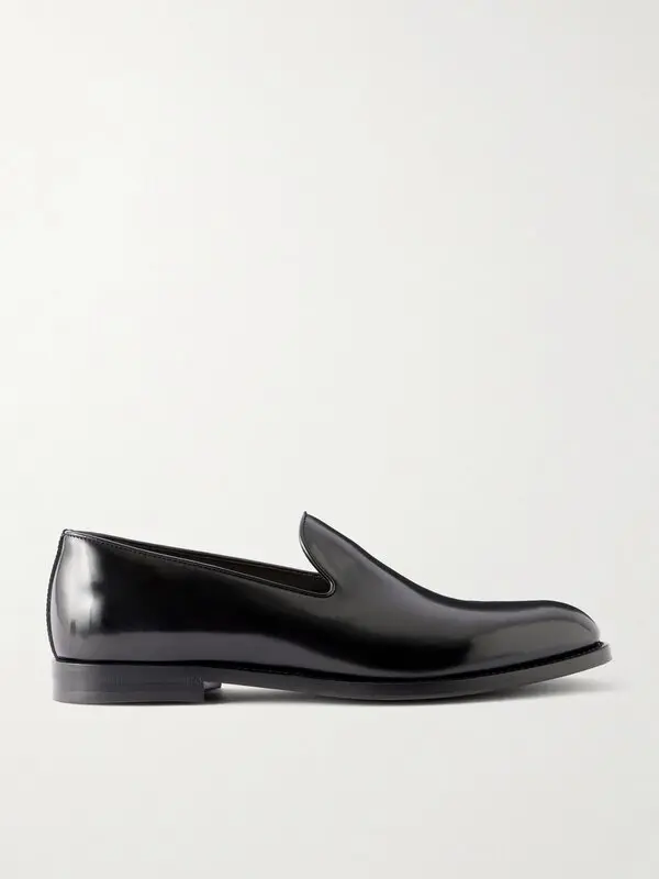 Brunello Cucinelli Evening Glossed Leather Loafers - Black