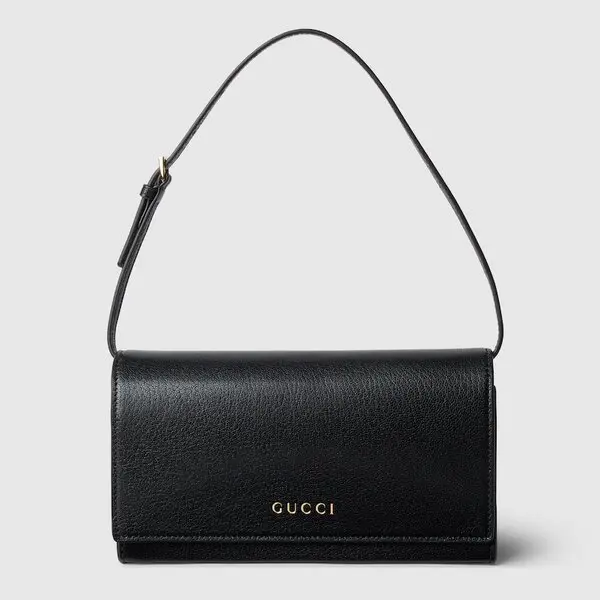 Gucci Mini Pouch With Lettering Leather - Black