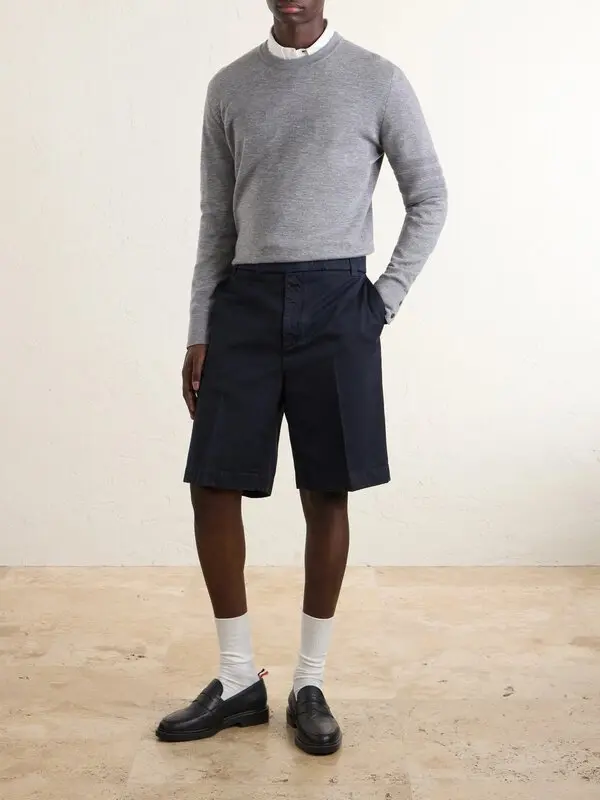 Thom Browne Milano Stitch Wool, Linen And Cotton-blend Crewneck Sweater