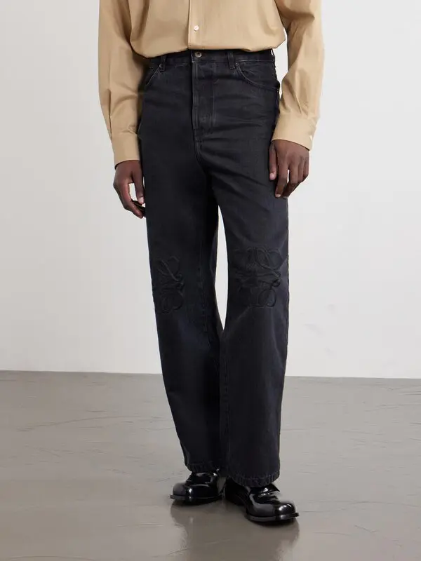 Loewe Wide-leg Jeans With Anagram Embroidery