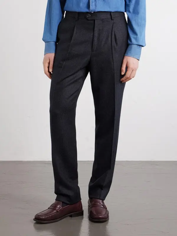 Brunello Cucinelli Straight-leg Pleated Virgin Wool Trousers