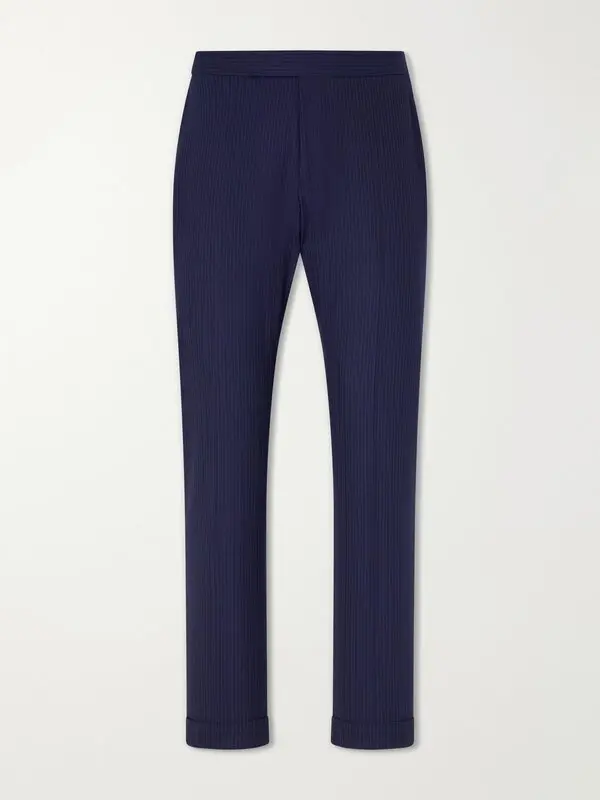 Polo Ralph Lauren Pinstriped Wool-blend Suit Trousers - Blue