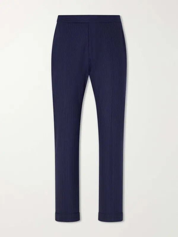 Polo Ralph Lauren Straight-leg Pinstriped Wool-blend Suit Trousers - Navy
