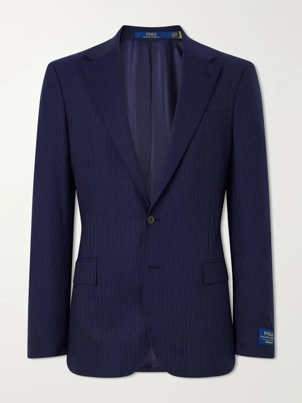Polo Ralph Lauren Pinstriped Wool-blend Blazer - Blue