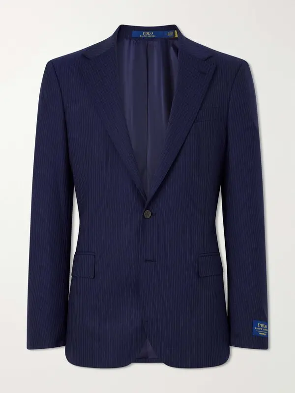 Polo Ralph Lauren Pinstriped Wool-blend Blazer - Navy