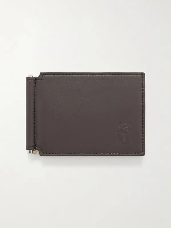 Brunello Cucinelli Logo-debossed Leather Billfold Wallet With Money Clip - Brown