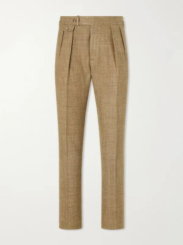 Polo Ralph Lauren Straight-leg Pleated Houndstooth Trousers - Neutrals