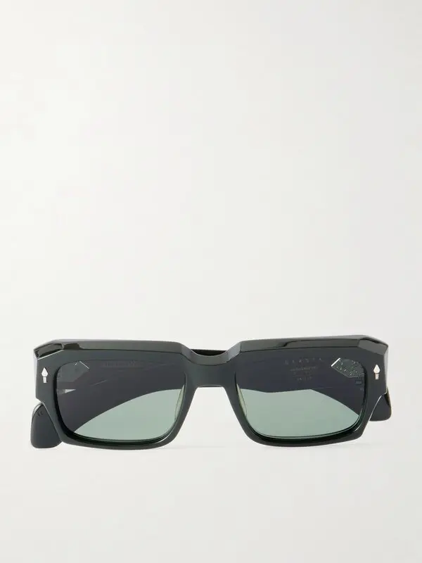 JACQUES MARIE MAGE Dakota Rectangular Acetate Sunglasses - Black