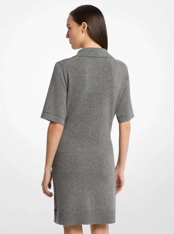 Michael Kors Cashmere Tie-front Polo Dress - Grey