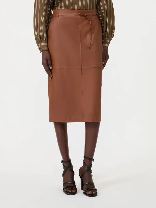 Max Mara Natural Nappa Leather Pencil Skirt
