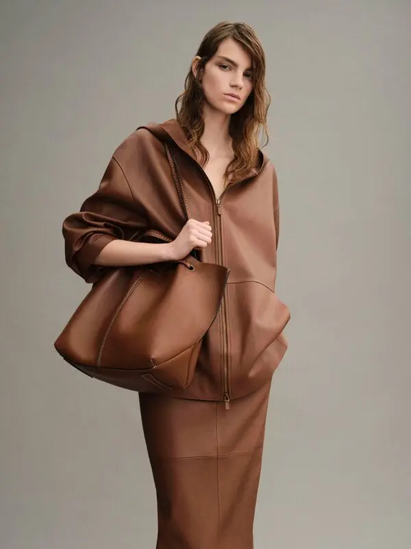 Max Mara Natural Nappa Leather Pencil Skirt