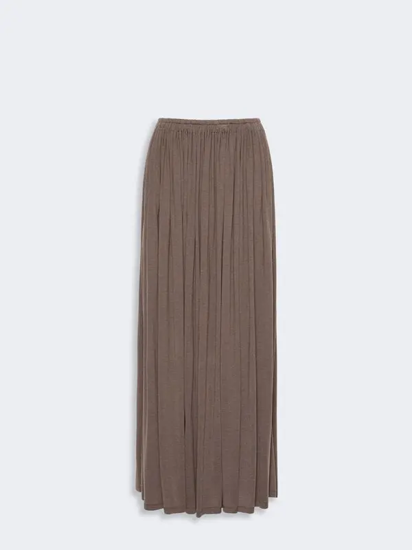 Max Mara Long Pleated Skirt In Lightweight Jersey - Mud