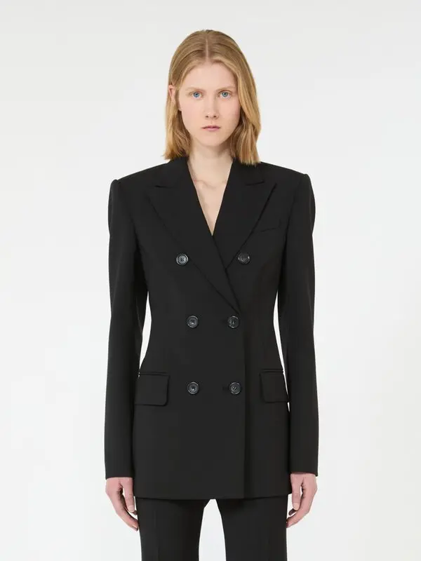 Max Mara Double-breasted Natural Stretch Wool Blazer