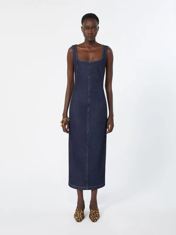 Max Mara Sleeveless Denim Sheath Dress