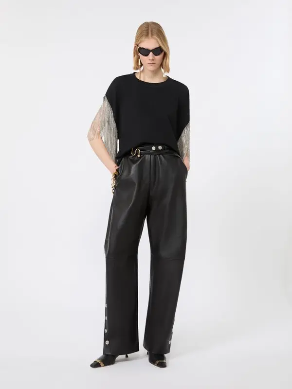 Max Mara Rhinestone Fringe-adorned Cotton Boxy T-shirt