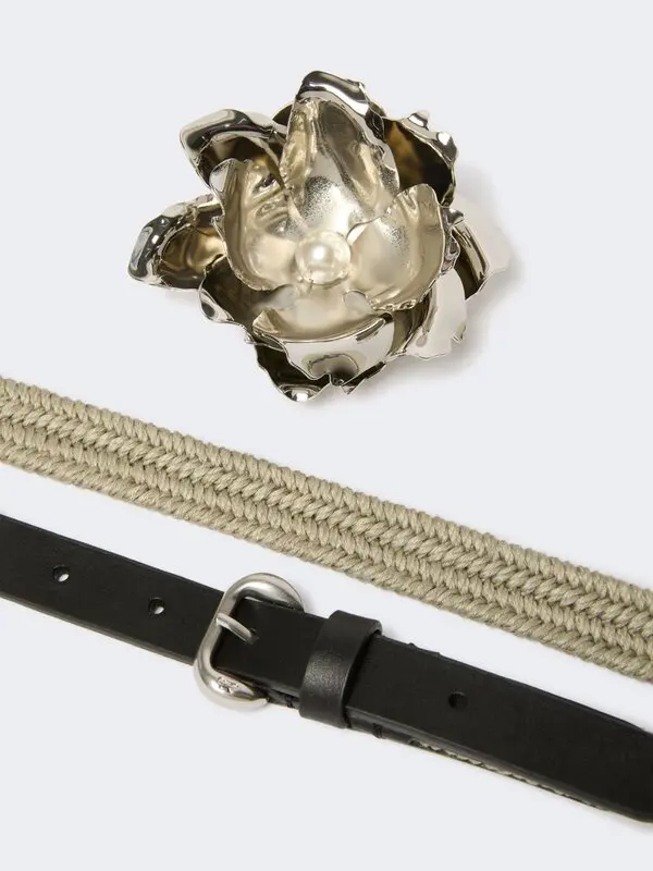 Max Mara Jewelled Brooch Belt - Natural