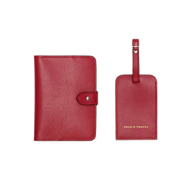 PACK'N TRAVEL Passport Holder & Luggage Tag Cherry