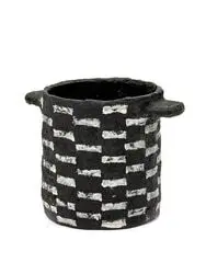 Botanical Boys Black / White Black Horizontal Stripe Pot