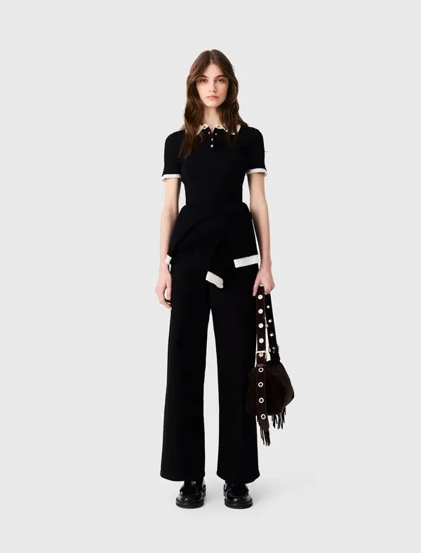 Maje Short-sleeved Polo Shirt - Black
