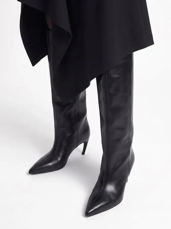 Attico Lea Leather Boots - Black