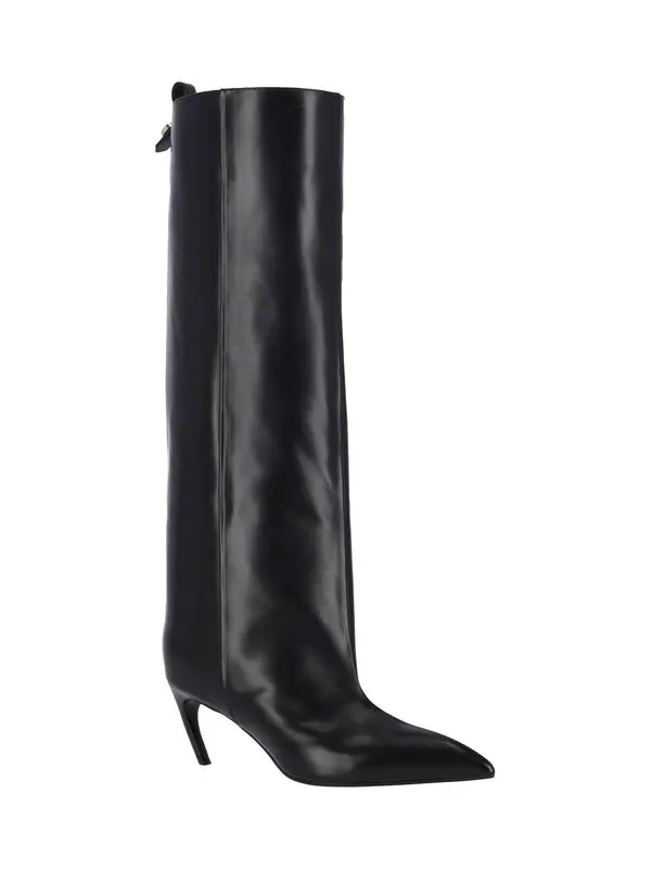 Attico Lea Leather Boots - Black