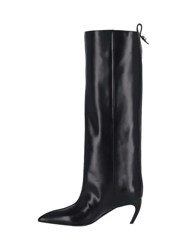 Attico Lea Leather Boots - Black