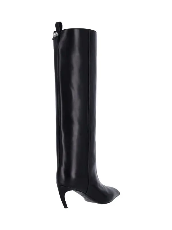 Attico Lea Leather Boots - Black