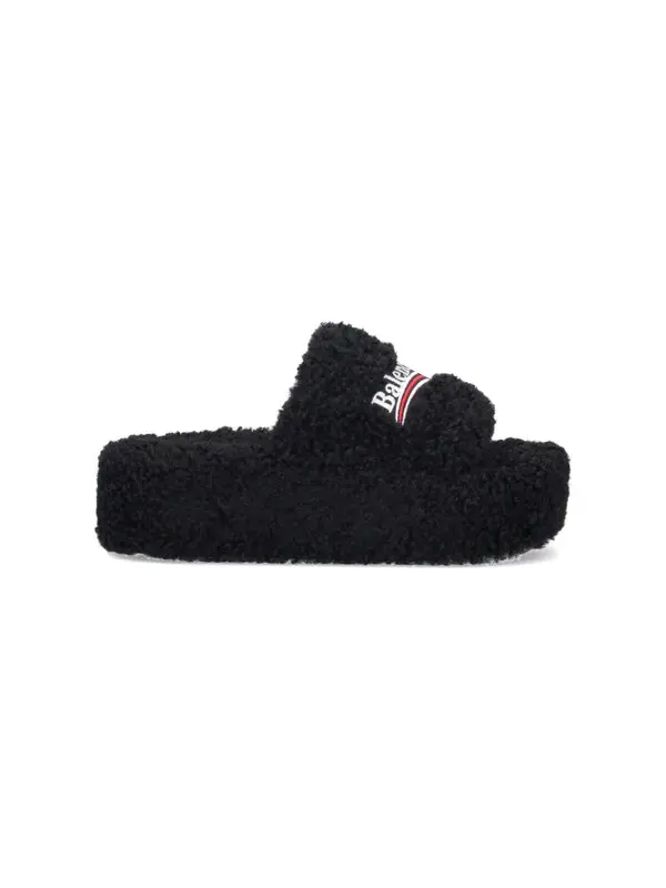 Balenciaga Slide Sandals "furry - Black