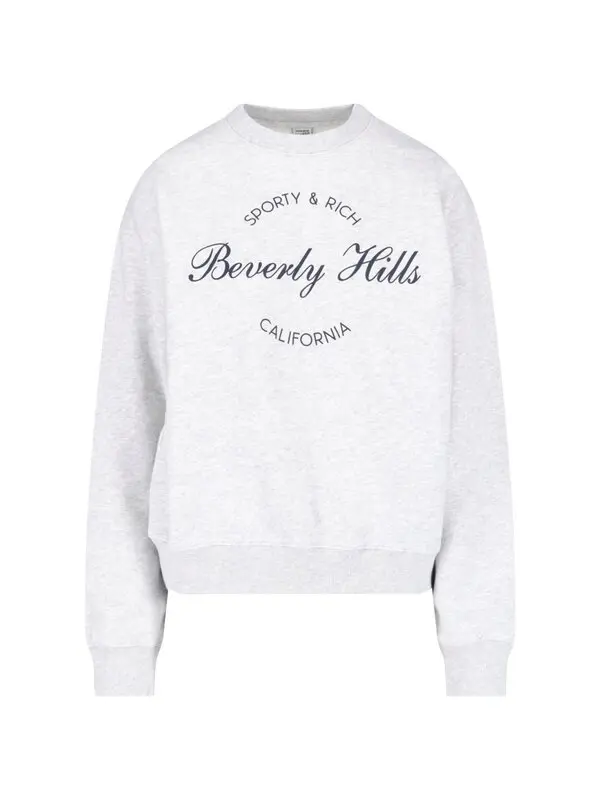 SPORTY & RICH Beverly Script Sweatshirt - Gray