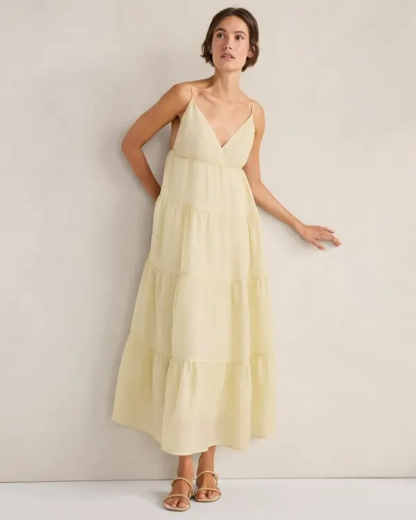 HAVEN WELL WITHIN Ramie Blend Tiered Maxi Dress