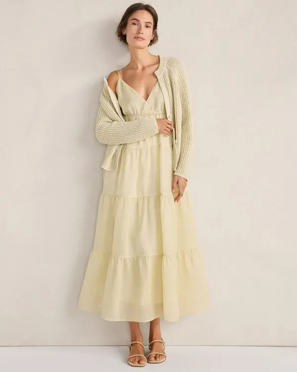 HAVEN WELL WITHIN Ramie Blend Tiered Maxi Dress