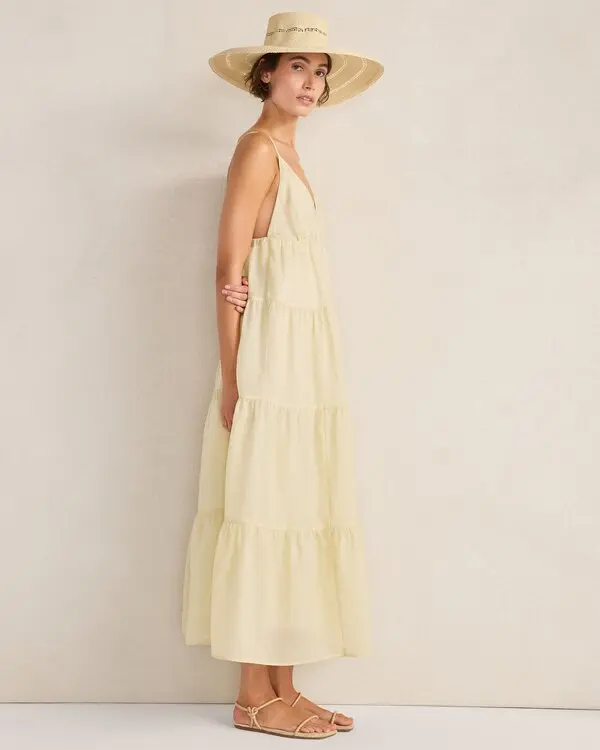 HAVEN WELL WITHIN Ramie Blend Tiered Maxi Dress