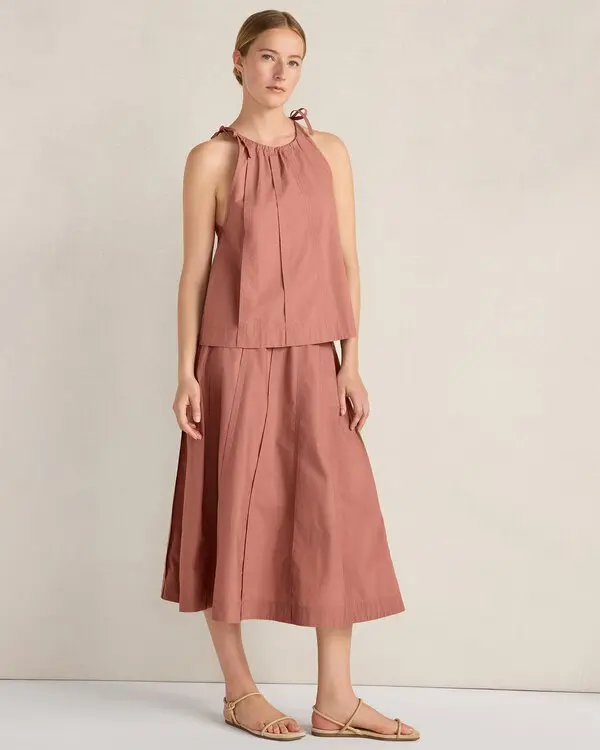 HAVEN WELL WITHIN Organic Cotton Poplin Drop Waist Maxi Skirt