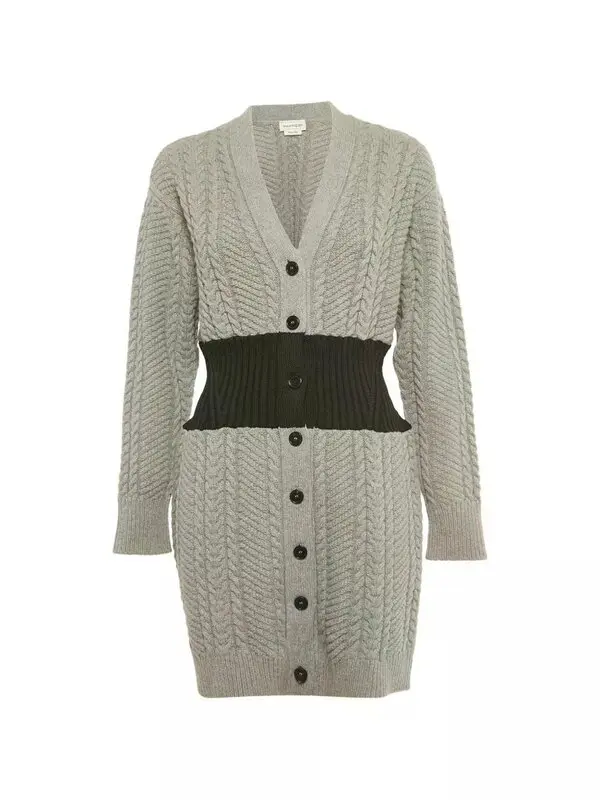 Alexander McQueen Cable Knit V-neck Mini Dress