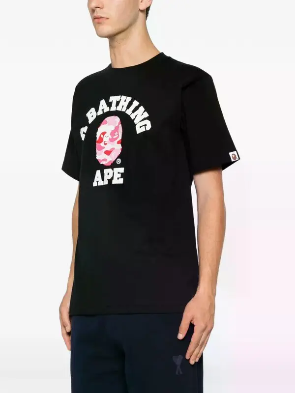A BATHING APE Camo-print Logo-print T-shirt - Black