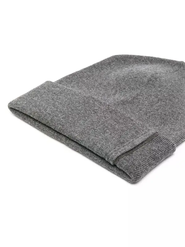 Brunello Cucinelli Cashmere Beanie With Beaded Detailing - Grey